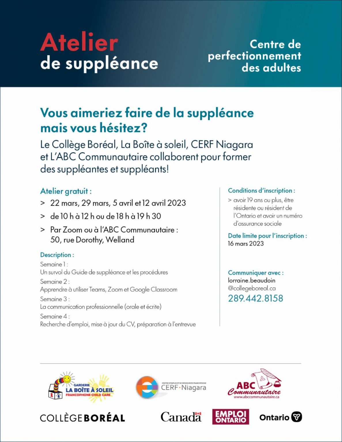 Atelier de suppléance | Vivre à Niagara - Ressources communautaires ... Atelier de suppléance | Vivre à Niagara - Ressources communautaires ...